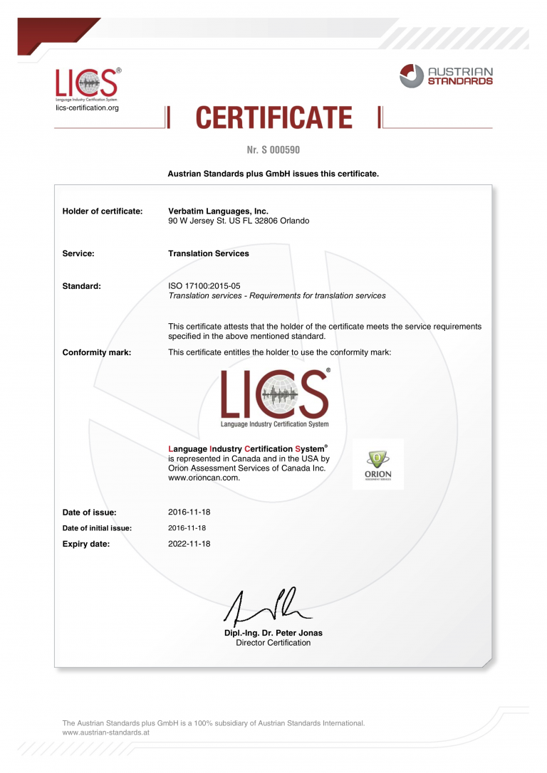 Translation Services ISO Certified - Verbatim Languages